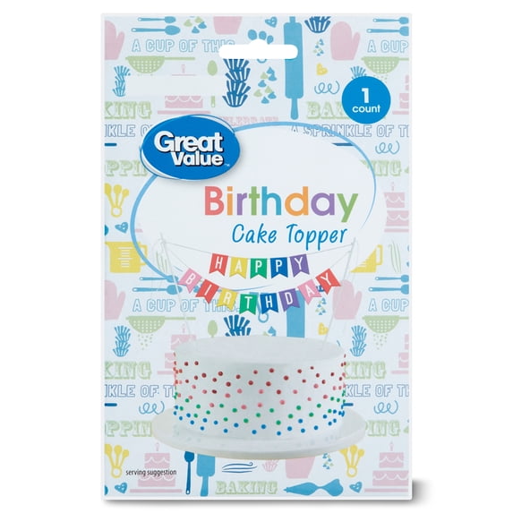 Great Value Multicolor Happy Birthday Banner Cake Topper for Cakes and ...