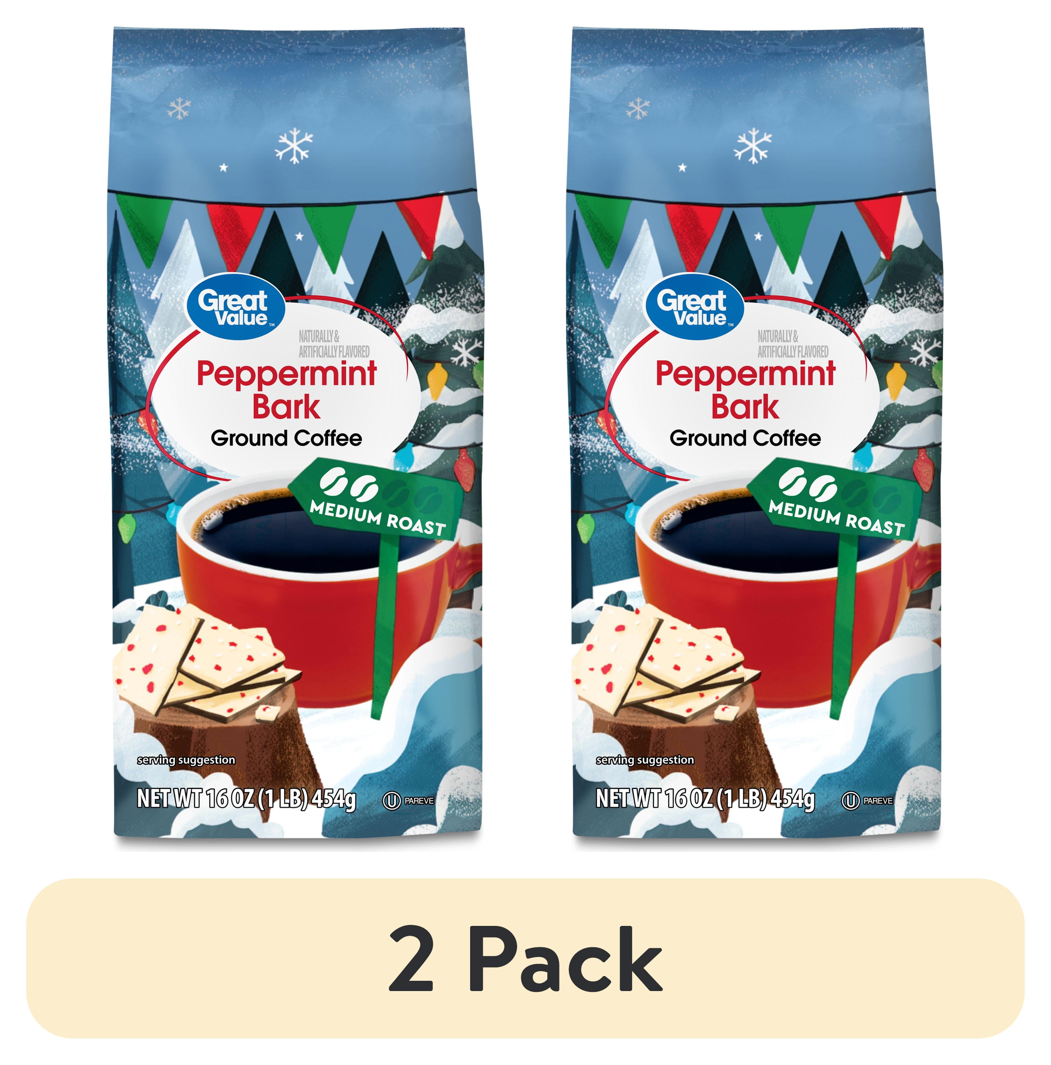 (2 pack) Great Value Holiday Peppermint Bark Ground Coffee, 16 oz ...