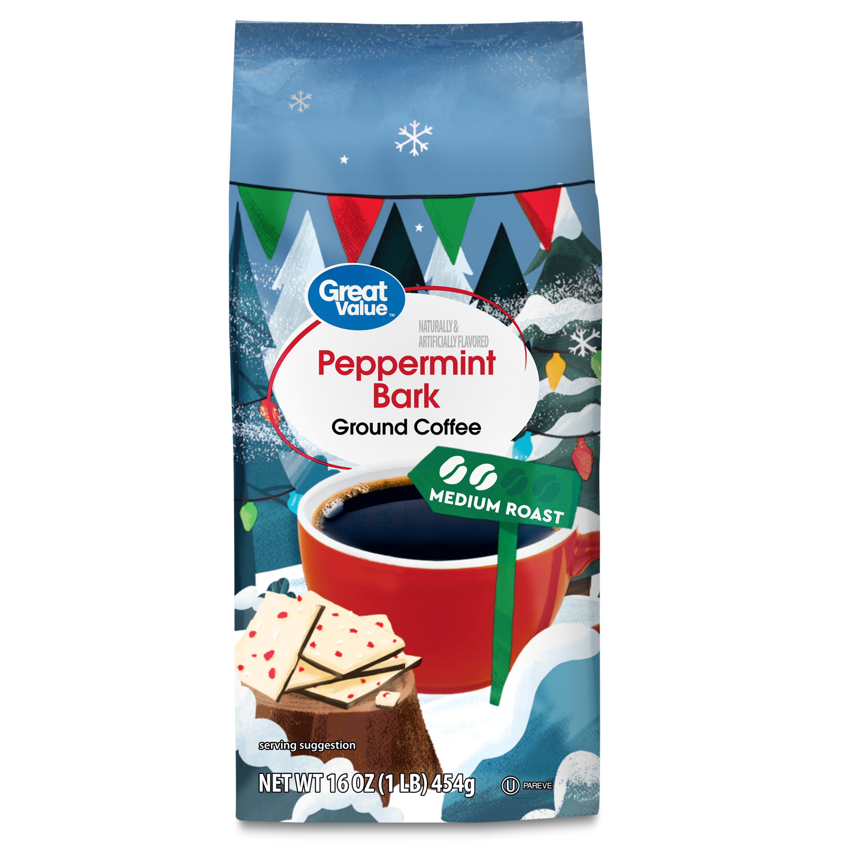 Great Value Holiday Peppermint Bark Ground Coffee, 16 oz - Walmart.com