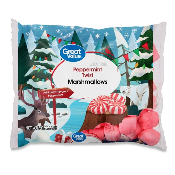Great Value Holiday Peppermint Twist Flavored Marshmallows, 8 oz ...