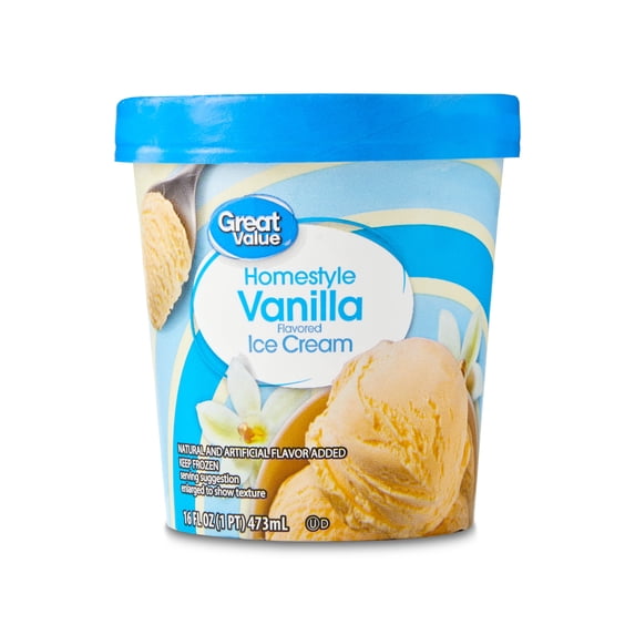 Great Value Homestyle Vanilla Ice Cream 16 fl oz for Milkshakes ...