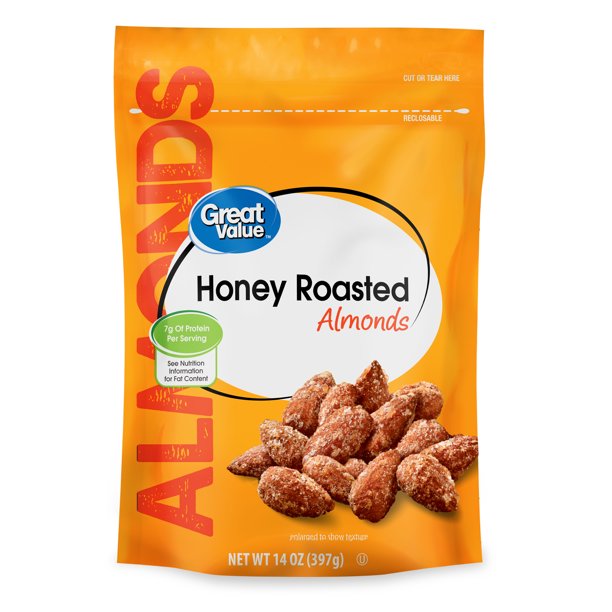 Great Value Honey Roasted Almonds, 14 oz - Walmart Business Supplies