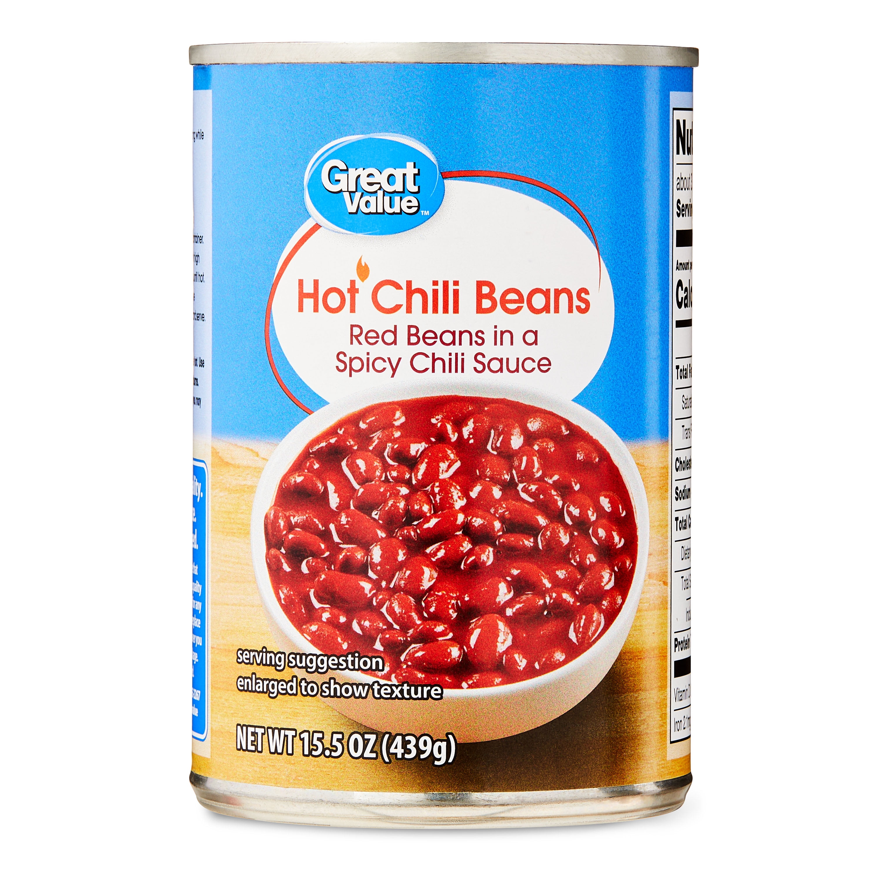 Great Value Hot Chili Beans 15.5 oz Spicy Red Beans in Chili Sauce for ...