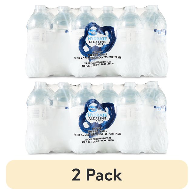 (2 pack) Great Value Hydrate Alkaline Water, 20 fl oz Bottles, 24 Count ...
