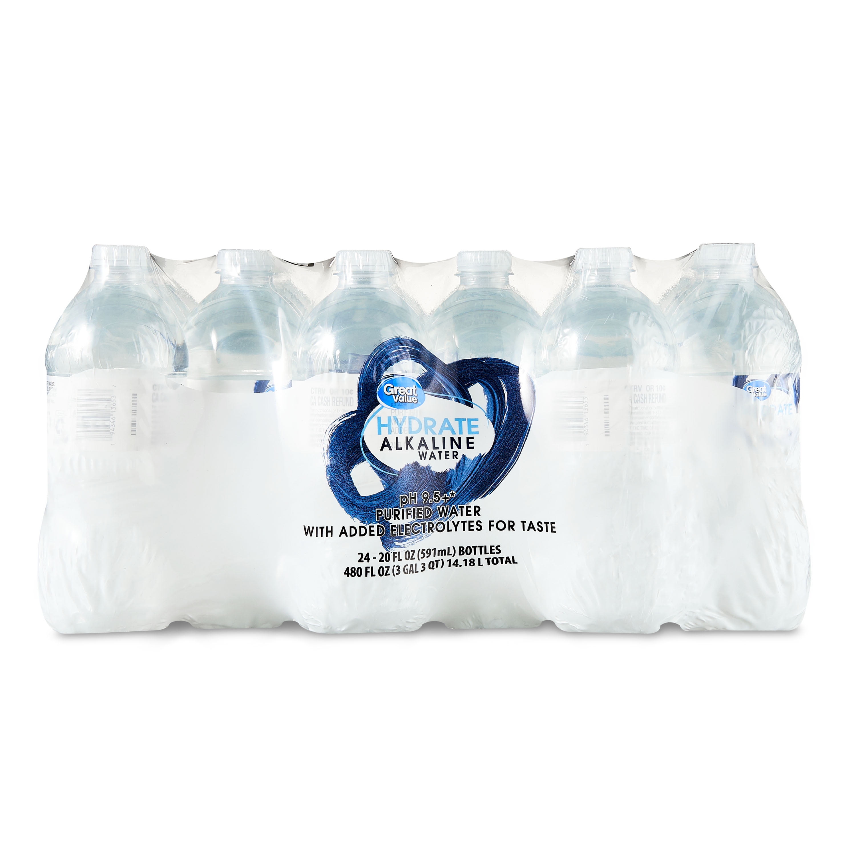Great Value Hydrate Alkaline Water, 20 fl oz Bottles, 24 Count ...