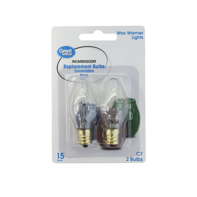 Great Value Incandescent C7 Replacement Bulb, 15 Watt, E12 Candelabra ...