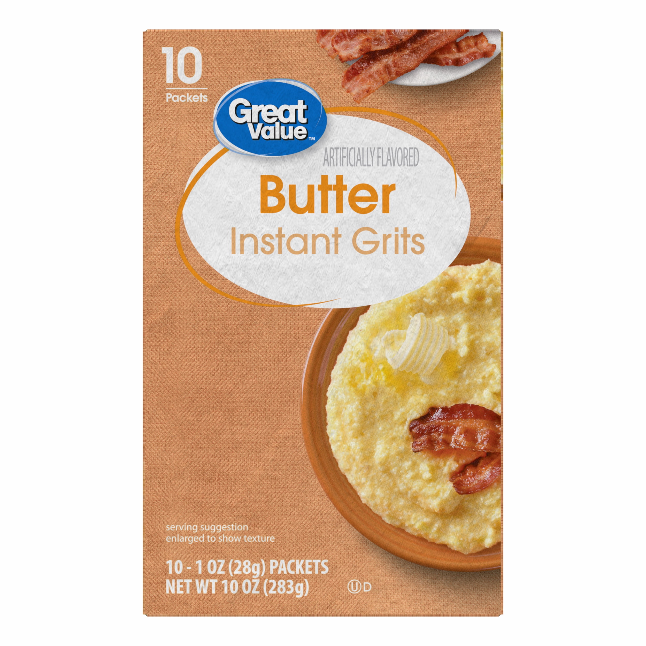 Great Value Instant Grits, Butter Flavor, 1 oz Packets, 10 Count ...