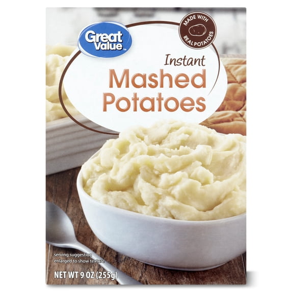 Great Value Instant Mashed Potatoes 9 oz Shelf-Stable Made with Real ...