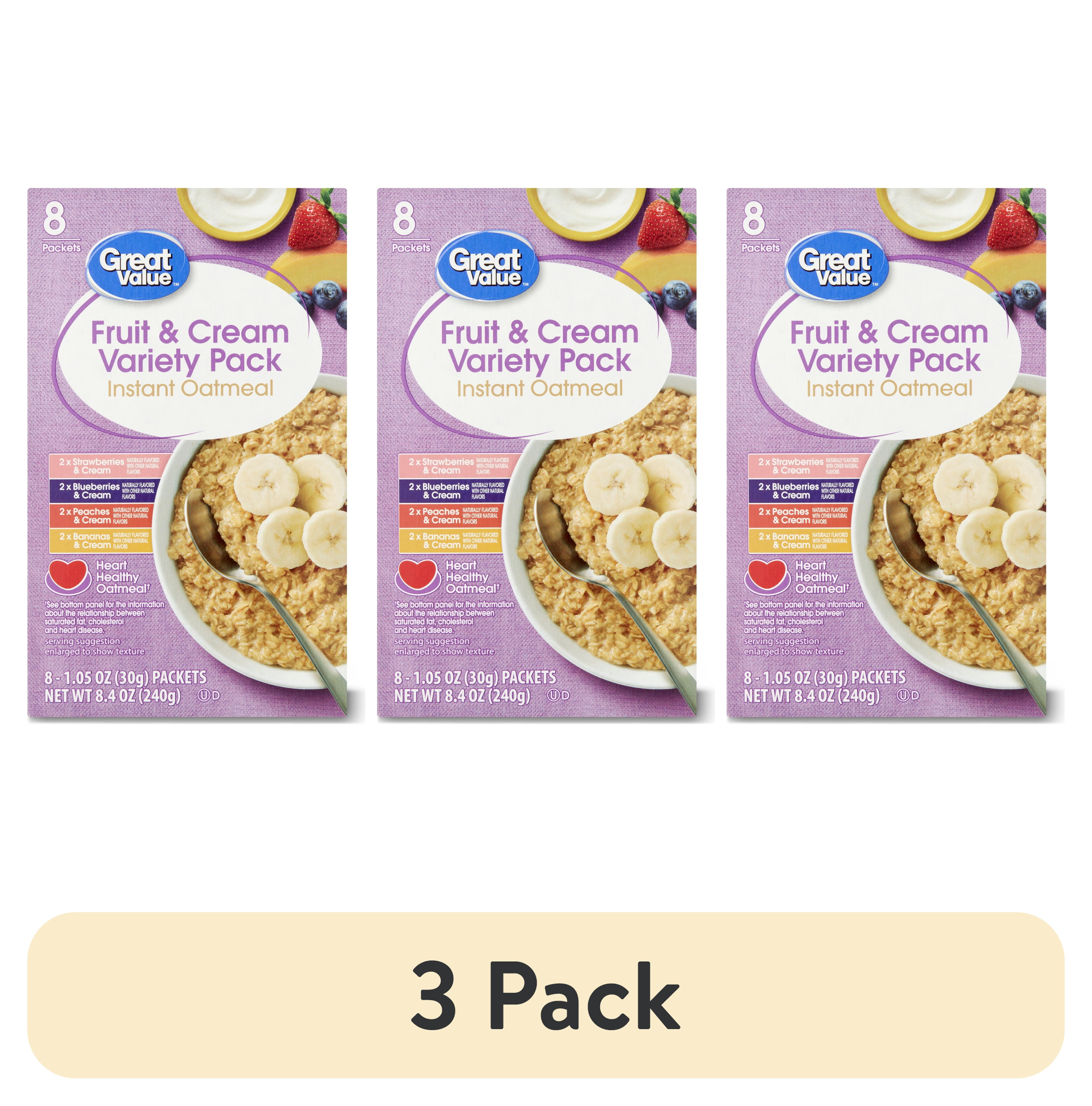 (3 pack) Great Value Instant Oatmeal Variety Pack, 1.23 oz, 8 Count ...