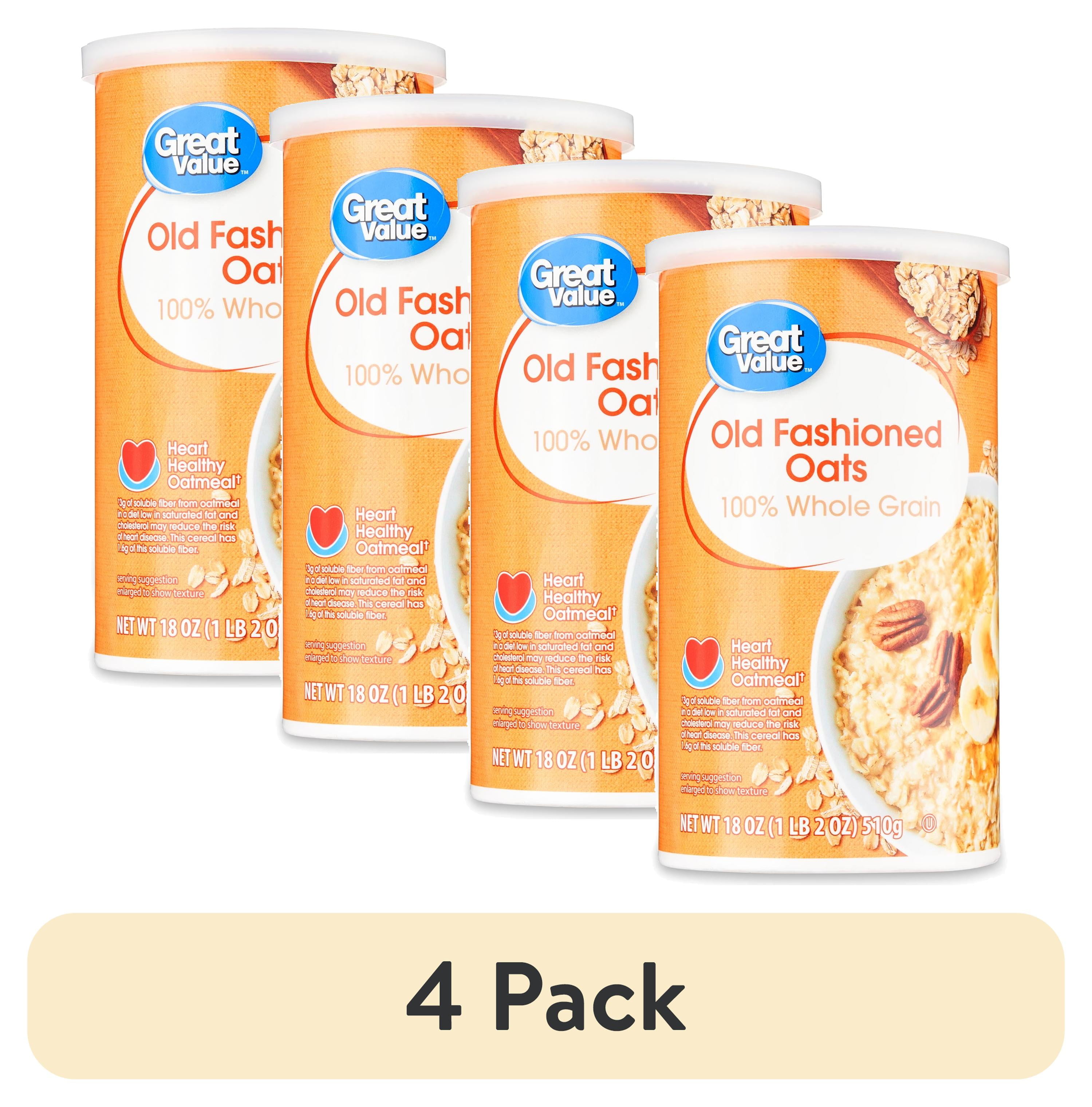 (4 pack) Great Value Instant Old Fashioned Oats Tube, 18 oz - Walmart.com