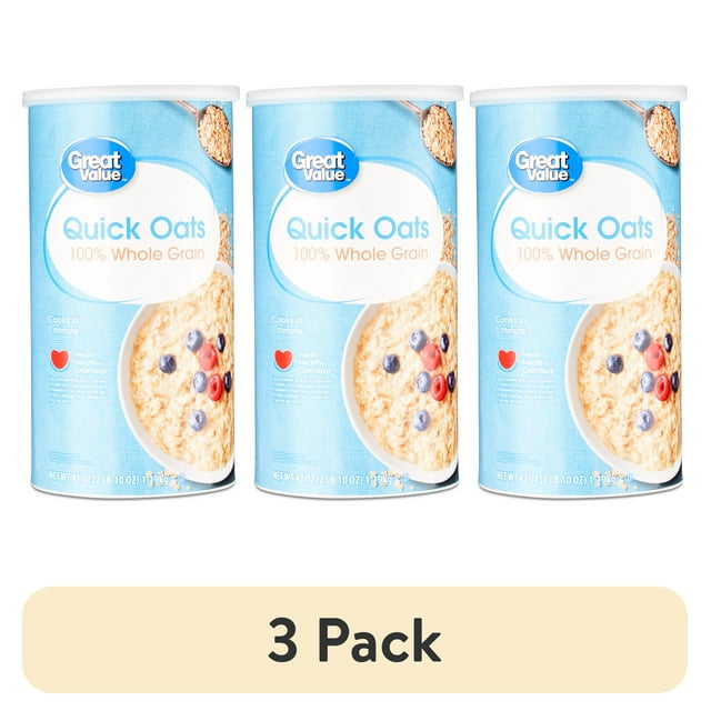 (3 pack) Great Value Instant Whole Grain Quick Rolled Oats Cup ...