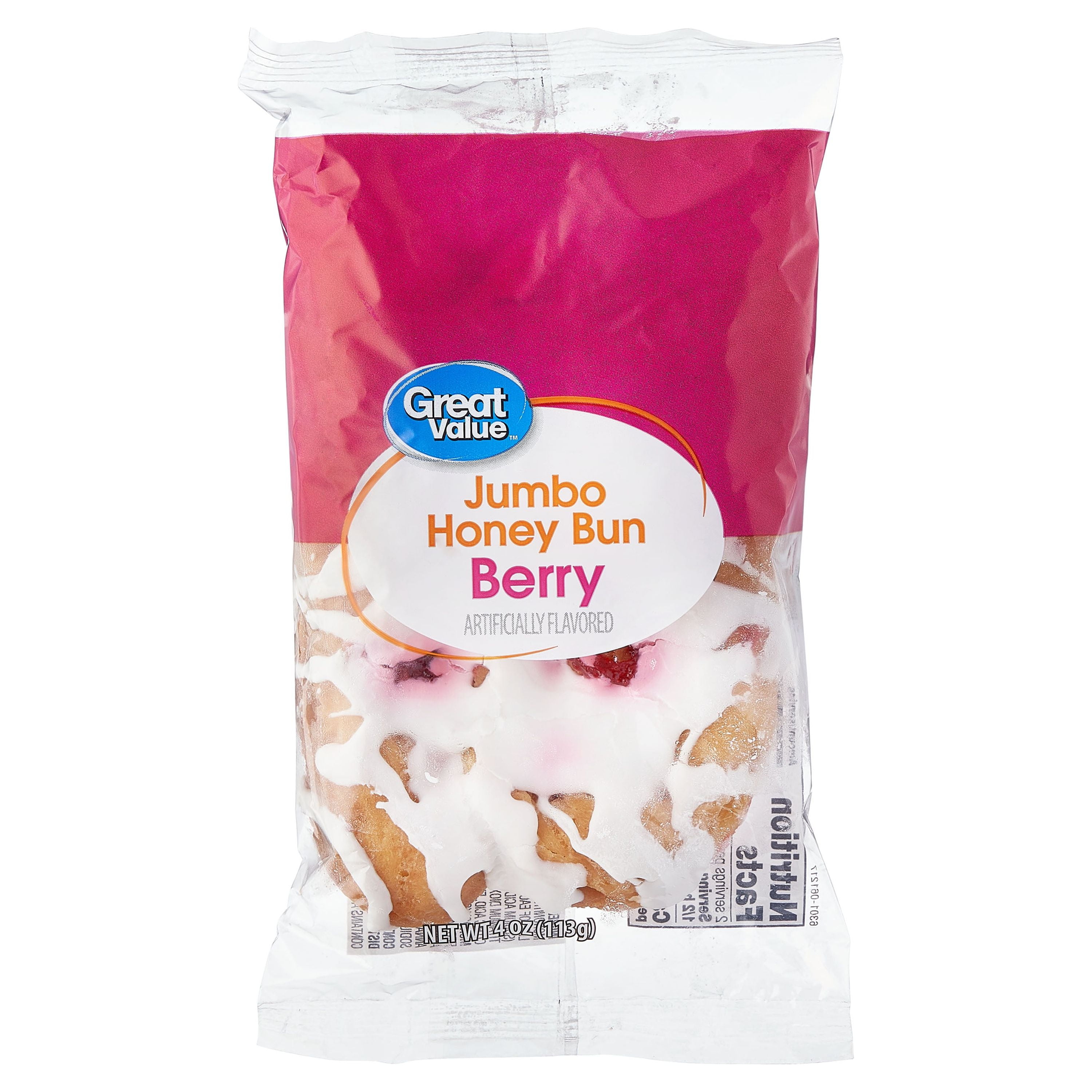 Great Value Jumbo Honey Bun, Berry, 4 oz - Walmart.com