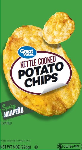 Great Value Kettle Cooked Jalapeno Flavored Potato Chips, 8 oz ...