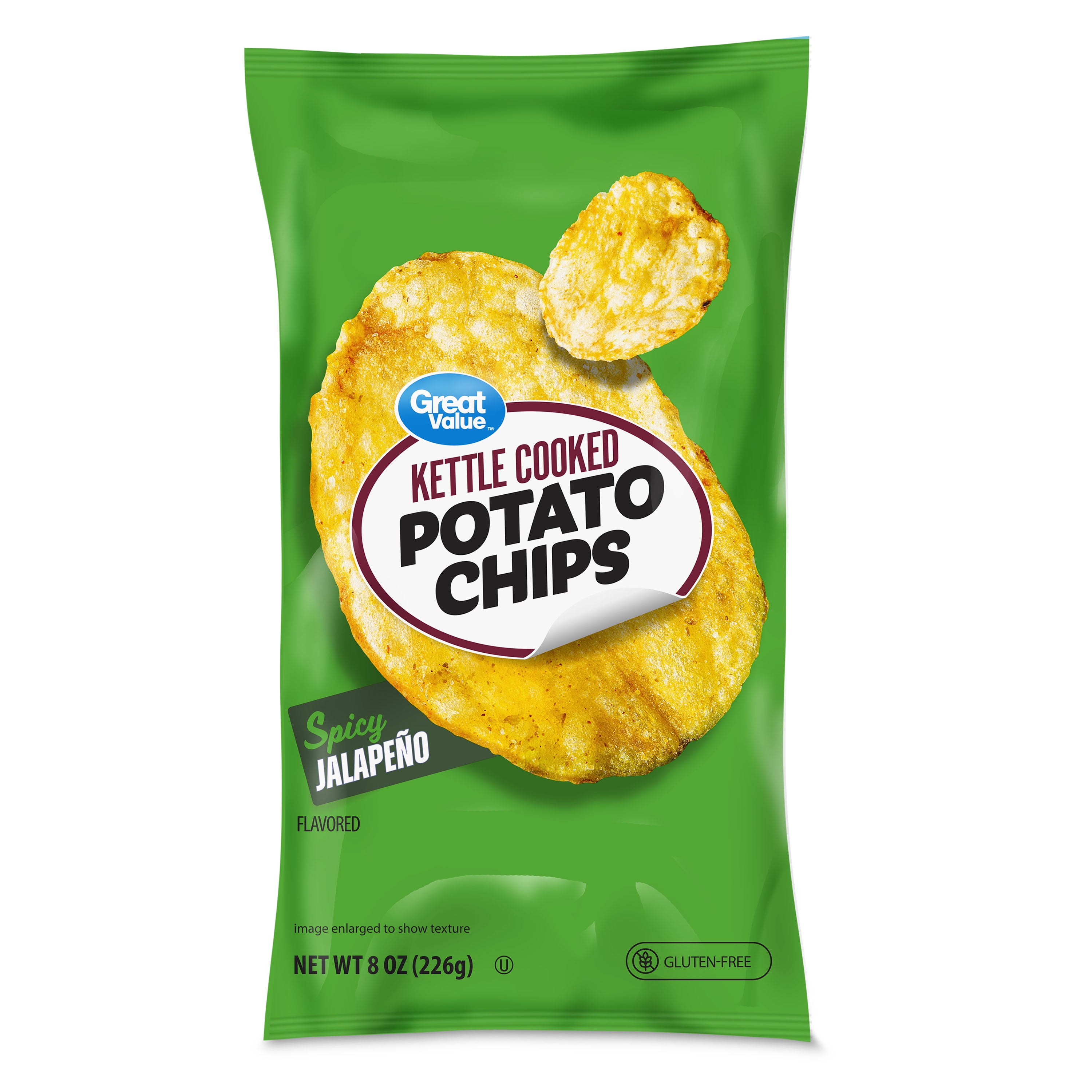 Great Value Kettle Cooked Spicy Jalapeno Potato Chips, 8 oz Bag ...