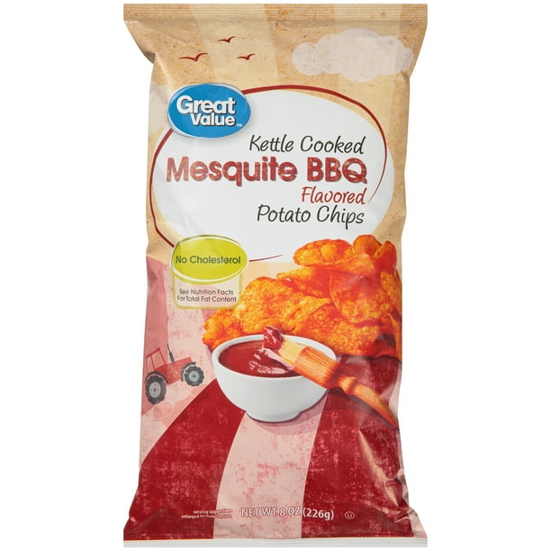 Great Value Kettle Cooked Mesquite BBQ Flavored Potato Chips, 8 oz ...