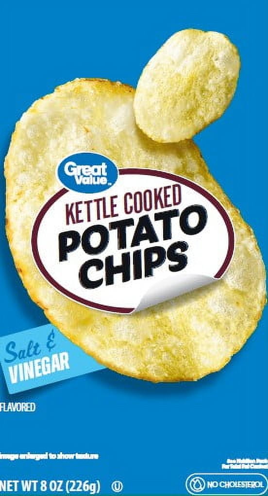 Great Value Kettle Cooked Salt & Vinegar Flavored Potato Chips, 8 oz ...