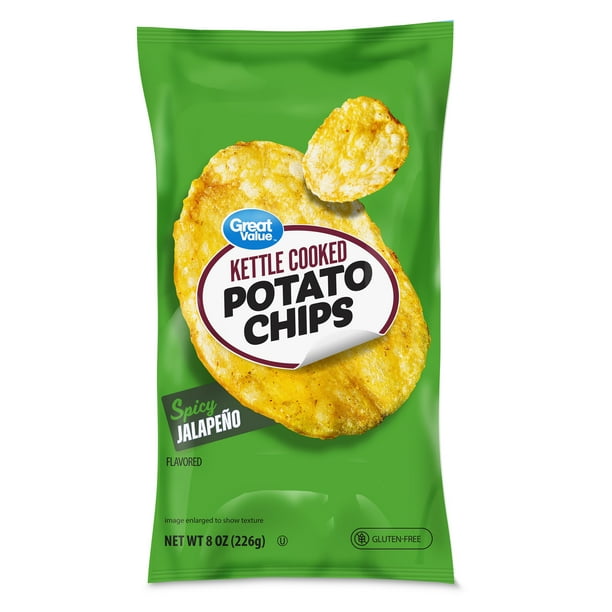 Great Value Kettle Cooked Jalapeno Potato Chips, 8oz - Walmart Business ...