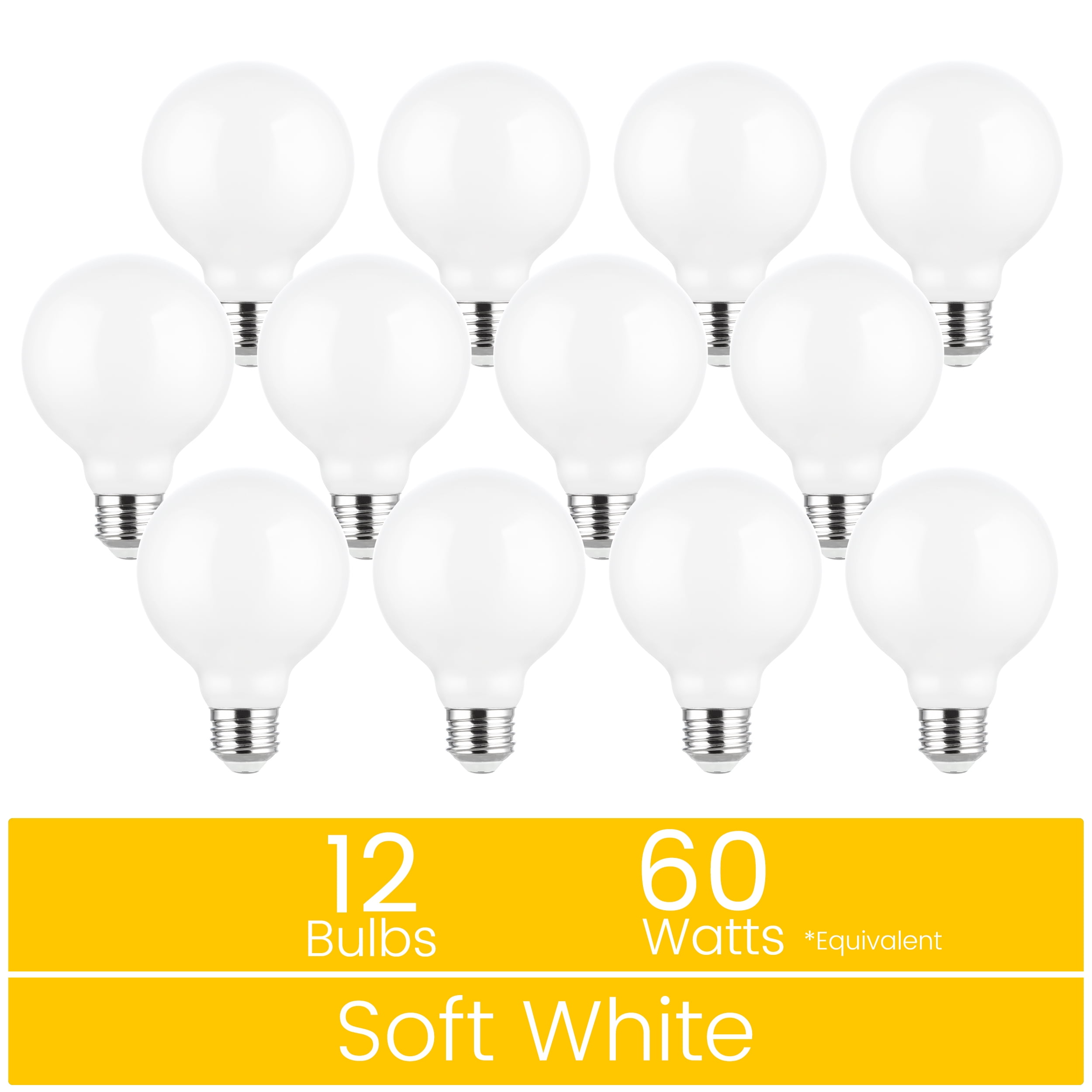 Great Value LED Bulb, 5.5W 60W Equivalent, G25 Soft White Dimmable, E26 ...