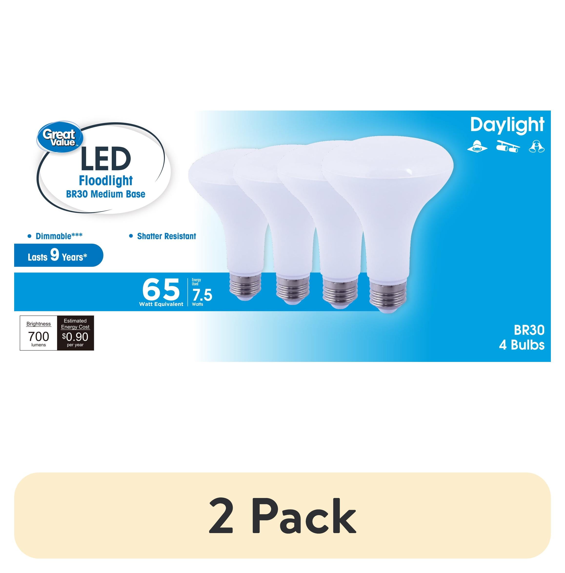 (2 pack) Great Value LED Floodlight Bulb, 8W(65W Equivalent) Daylight ...