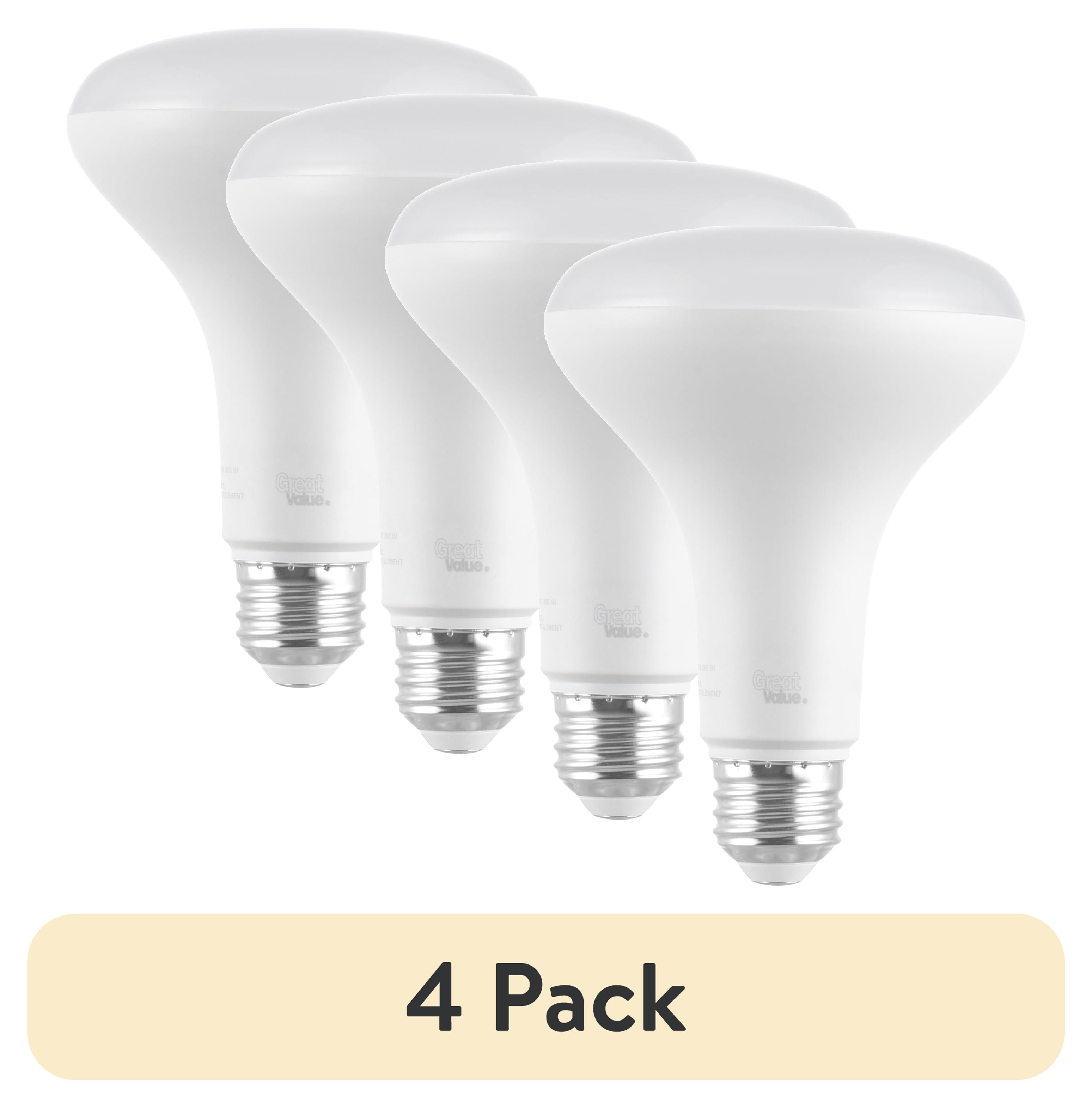 (4 pack) Great Value LED Floodlight Bulb, 8W(65W Equivalent) Soft White ...
