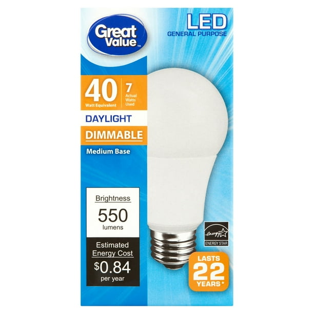 Great Value LED General Purpose 15W 1650 Lumens Daylight Medium Base ...