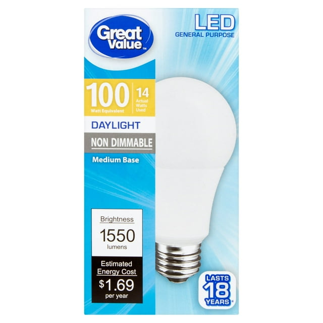 Great Value LED General Purpose Bulb, 14W, Daylight - Walmart.com