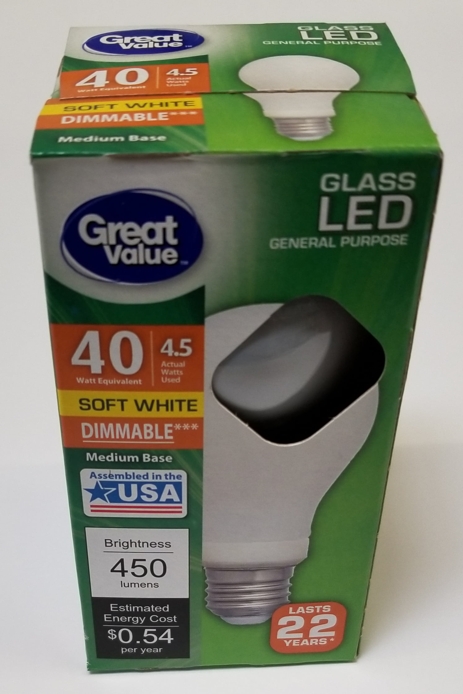 Great Value LED General Purpose Bulb, 4.5W, Soft White - Walmart ...