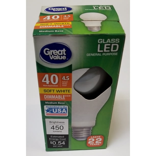Great Value LED General Purpose Bulb, 4.5W, Soft White - Walmart ...