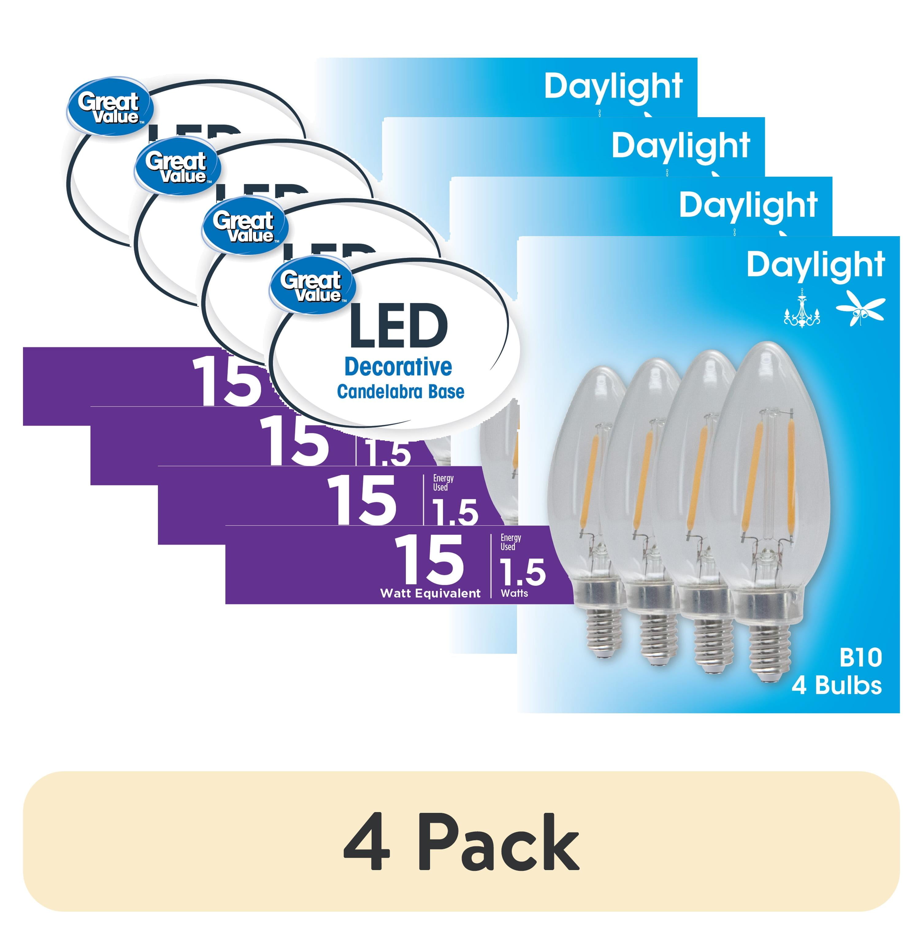 (4 pack) Great Value LED Light Bulb, 1.5 Watts (15W Equivalent) B10 ...