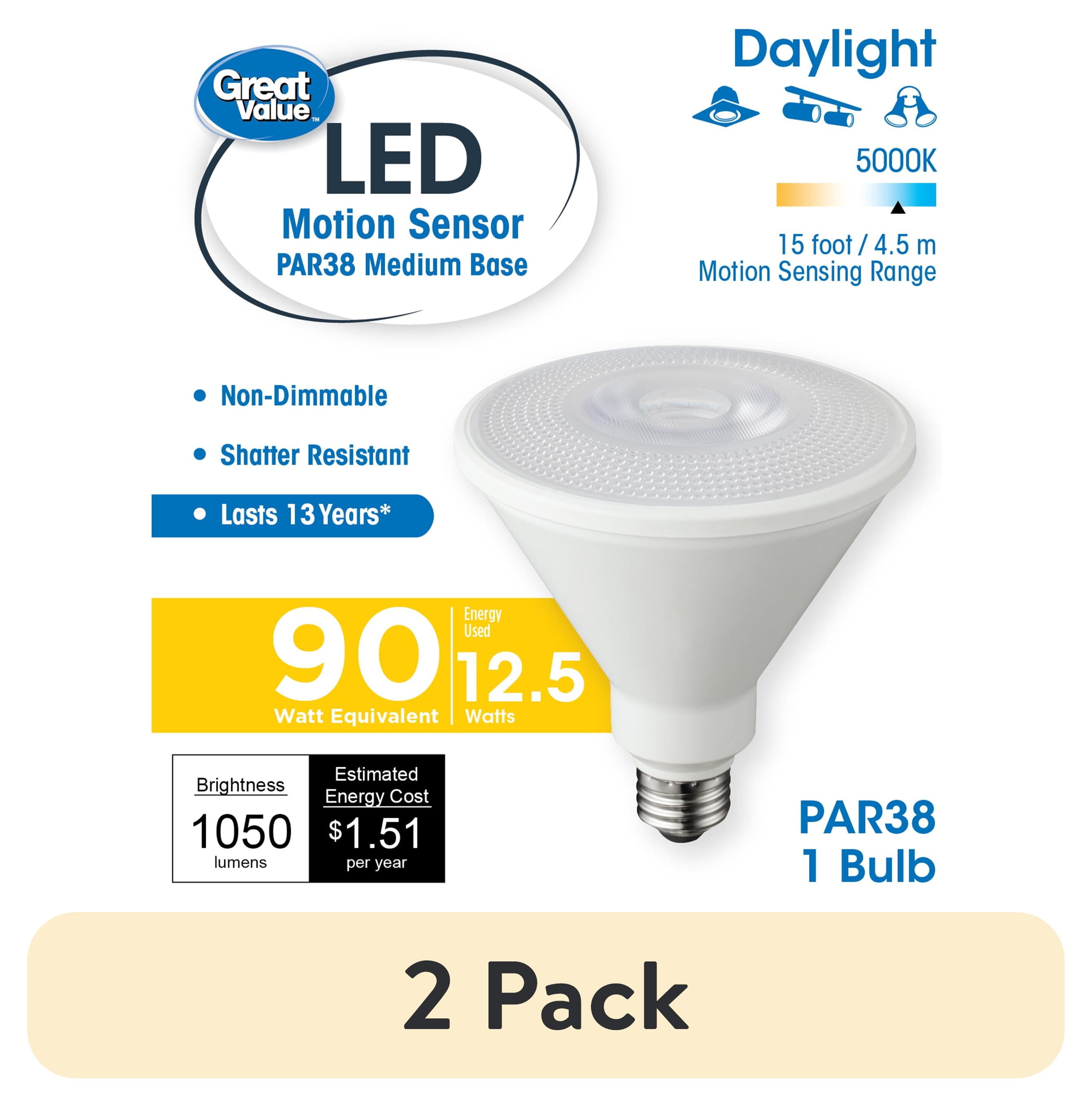 (2 pack) Great Value LED Light Bulb, 12.5W (90W Equivalent) PAR38 ...