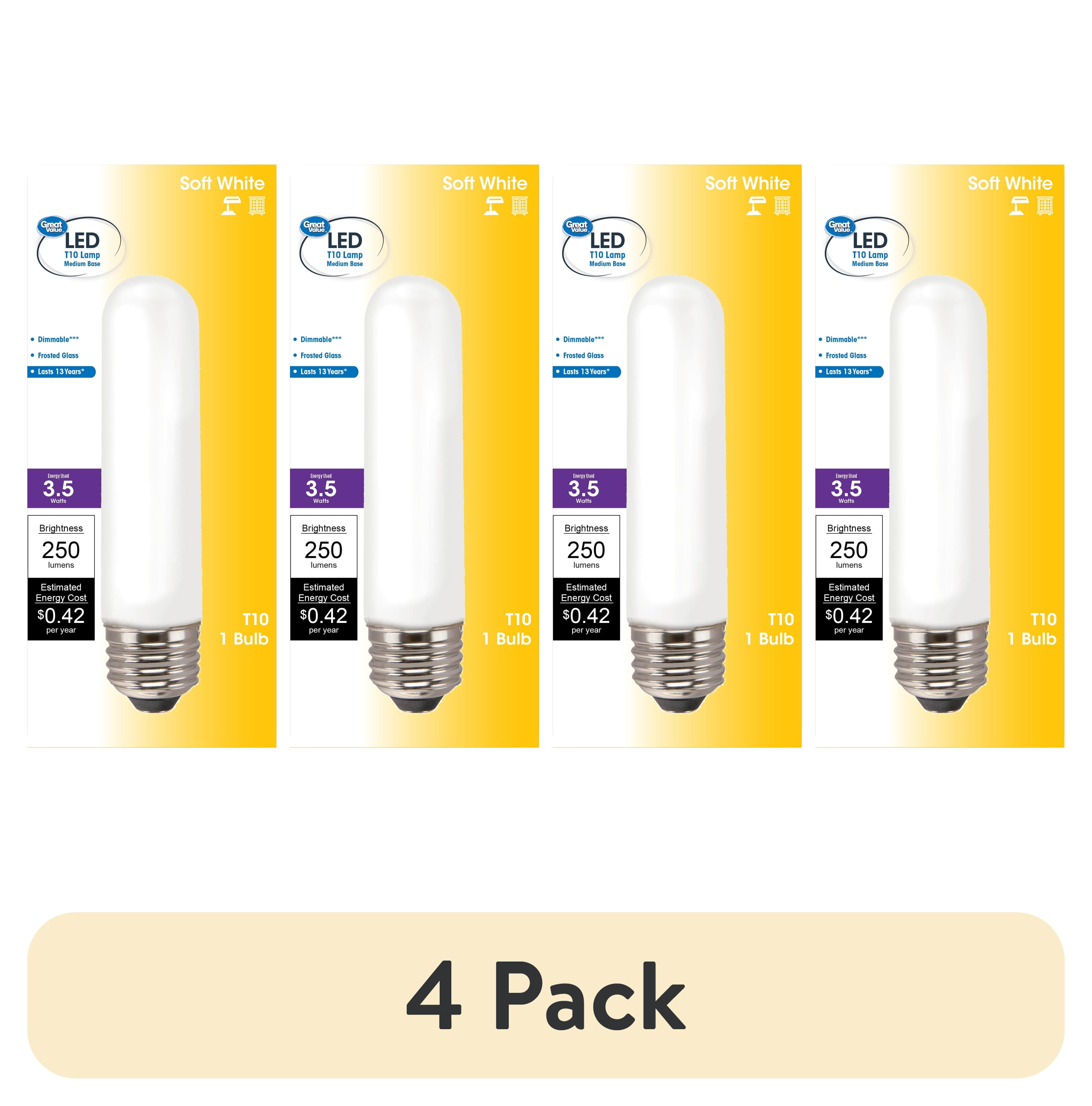 (4 pack) Great Value LED Light Bulb, 3.5 Watts (25W Equivalent) T10 ...
