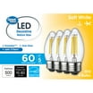 Great Value LED, 4W (60W Eqv) B10 Deco Lamp E26 Medium Base, Dimmable ...