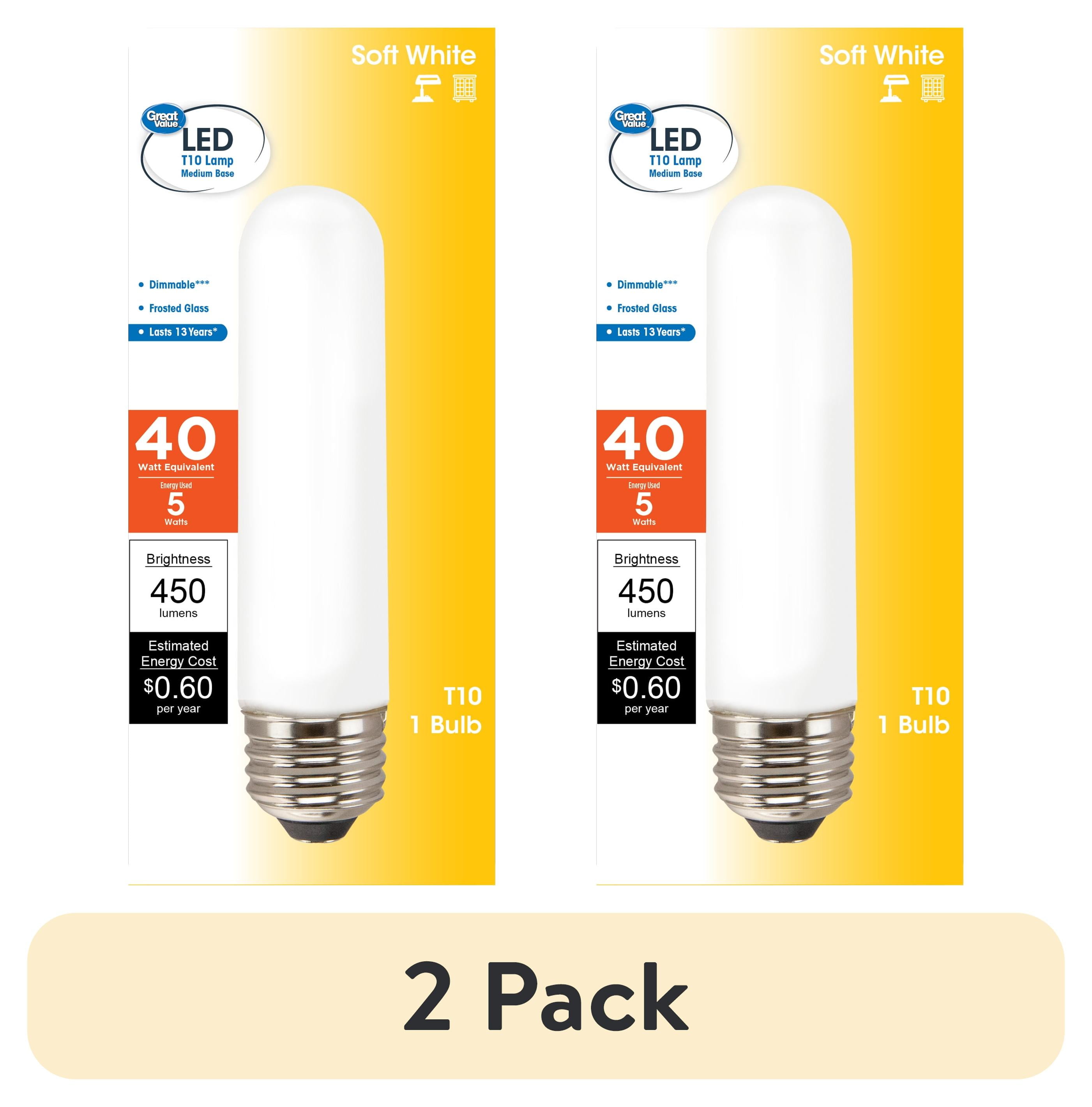 (2 pack) Great Value LED Light Bulb, 5 Watts (40W Equivalent) T10 ...