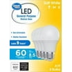 Great Value 18YR A19 LED Light Bulb, 8.5W(60W Equivalent) Dimmable Soft White E26 Medium Base, 4 ...