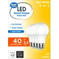 Great Value LED Light Bulbs, 40 Watts Eqv, Soft White, A19 General ...