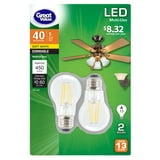 Great Value LED Multi-Use A15 5 Watts Soft White Medium Base Bulbs, 2 ...
