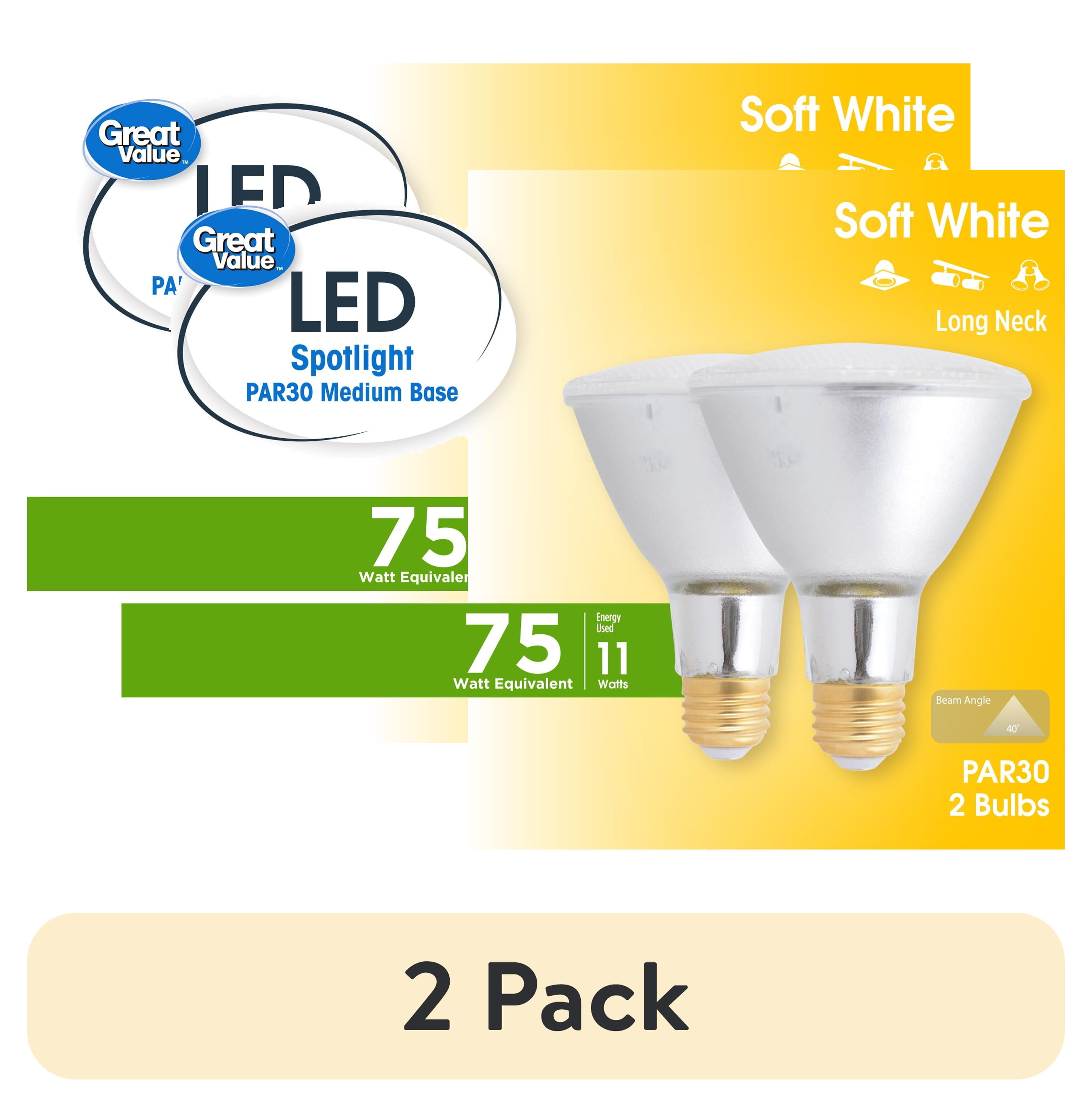 (2 pack) Great Value LED PAR30 11Watts (75W Equiv) Soft White Indoor ...