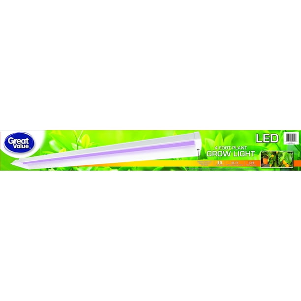 Great Value LED Plant Grow Light, 30W 4 Foot Plug-in Fixture, Non ...