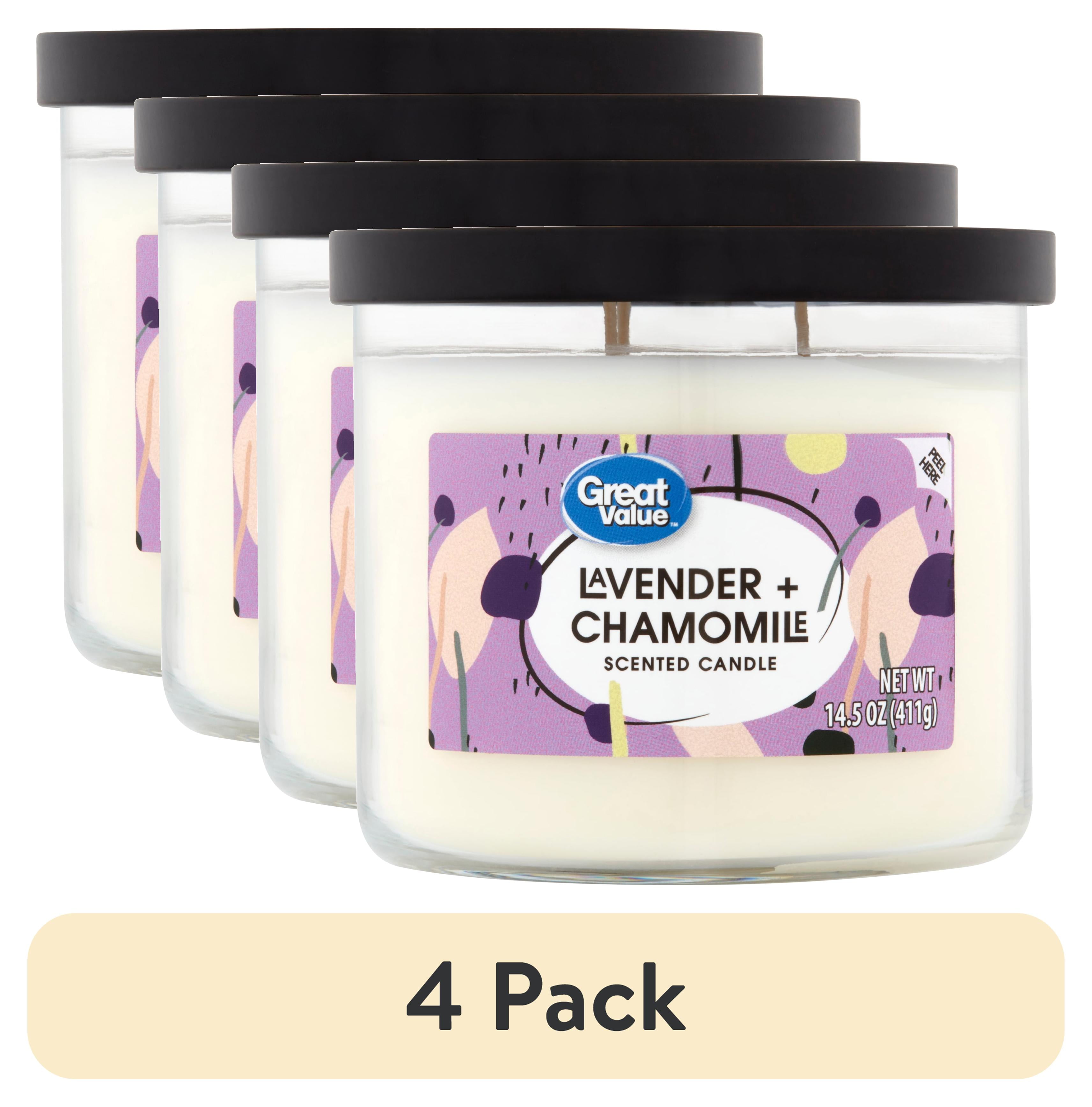 (4 pack) Great Value Lavender & Chamomile Scented Candle, 14 oz ...