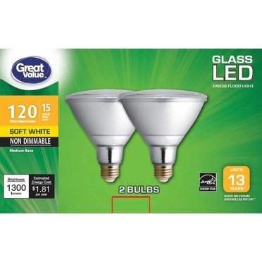 Great Value R20 LED Floodlight Bulb, 6.5 Watts (45W Replacement) Soft ...