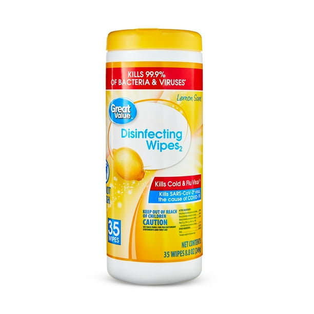 Great Value Lemon Scent Disinfecting Wipes2, 35 Count - Walmart ...