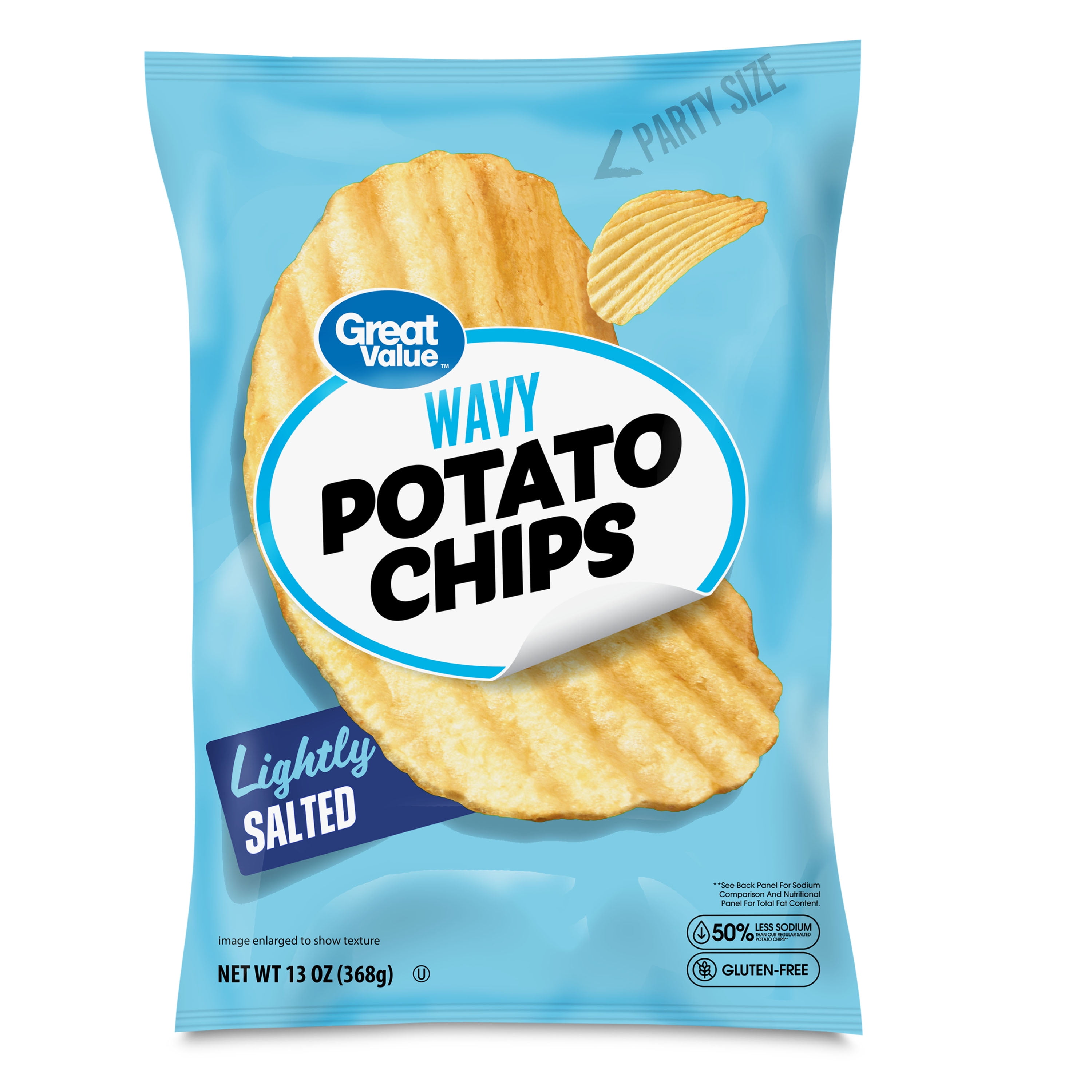 Great Value Lightly Salted Wavy Potato Chips, 13 oz Bag - Walmart.com