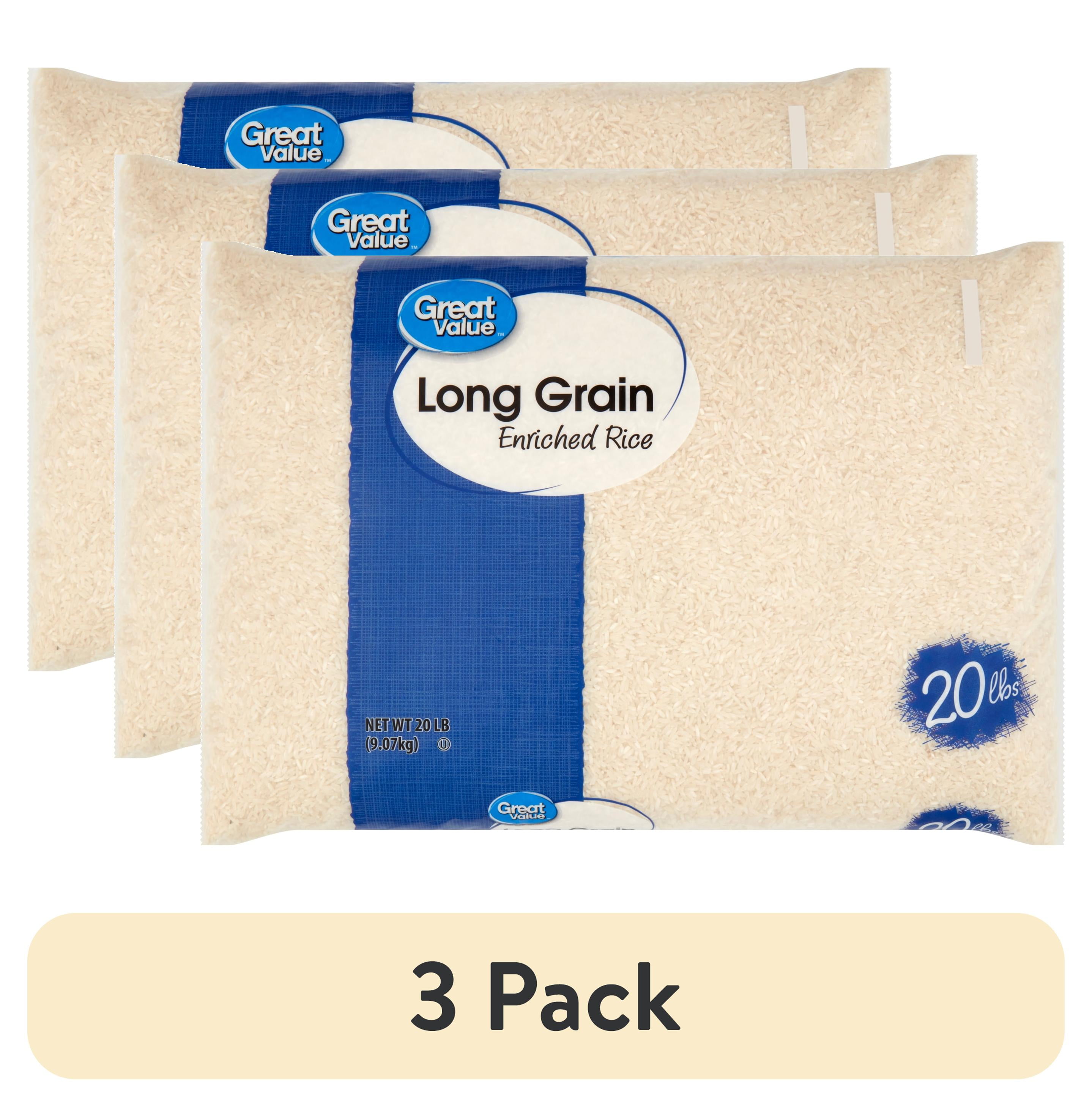 (3 pack) Great Value Long Grain Enriched Rice, 20 lb - Walmart.com