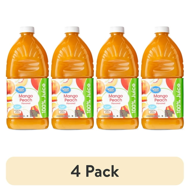 (4 pack) Great Value Mango Peach Flavored 100% Juice, 64 fl oz ...