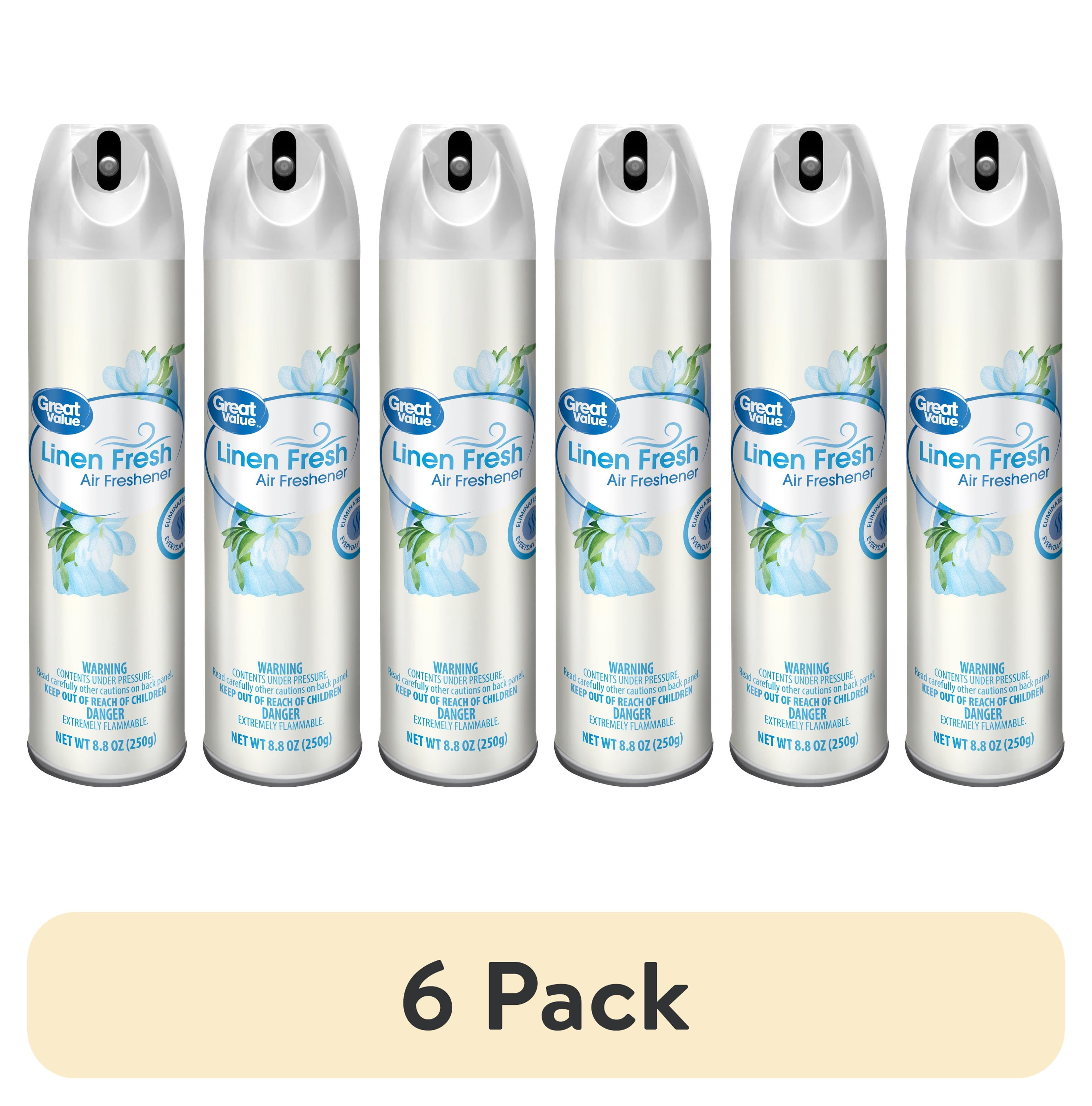 (6 pack) Great Value Manual Aerosol Odor Eliminator Air Freshener, Linen Fresh, 1 piece ...