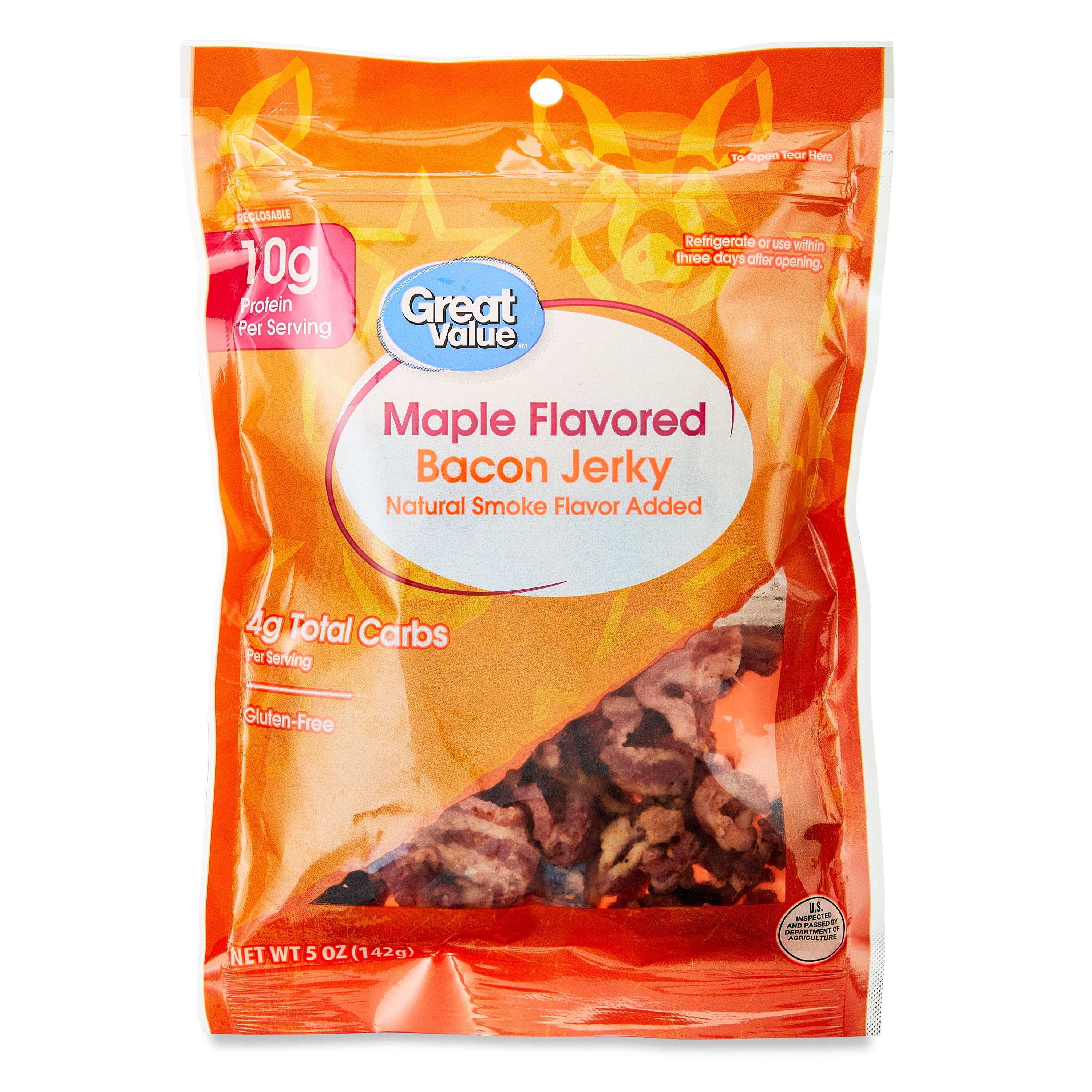 Great Value Maple-Flavored Bacon Jerky 5 oz with Smoky Maple Flavor and 10g Protein - Walmart.com