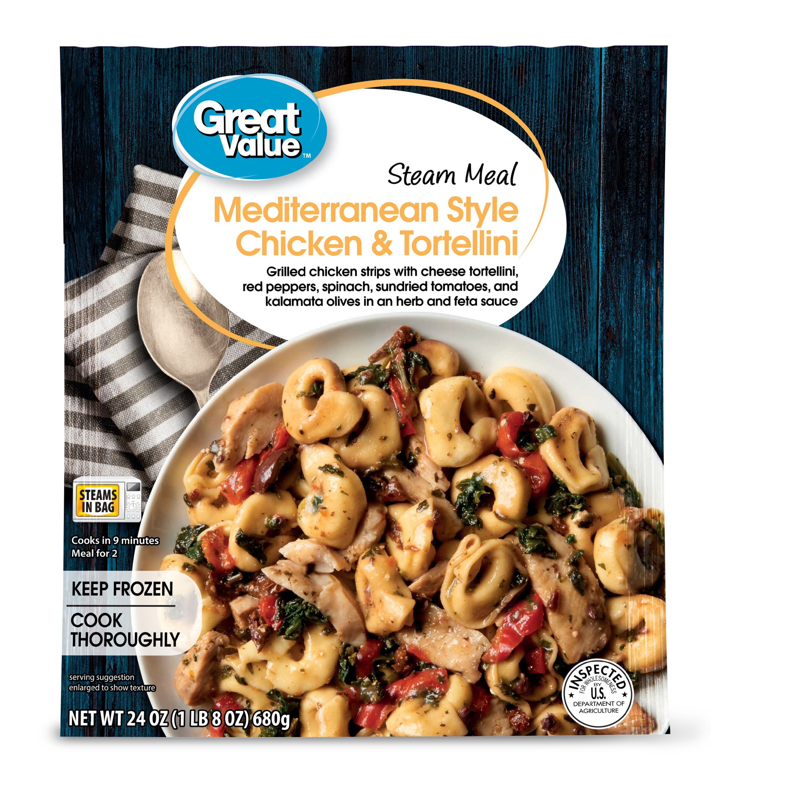 Great Value Mediterranean Style Chicken & Tortellini Steam Meal, 24 oz ...
