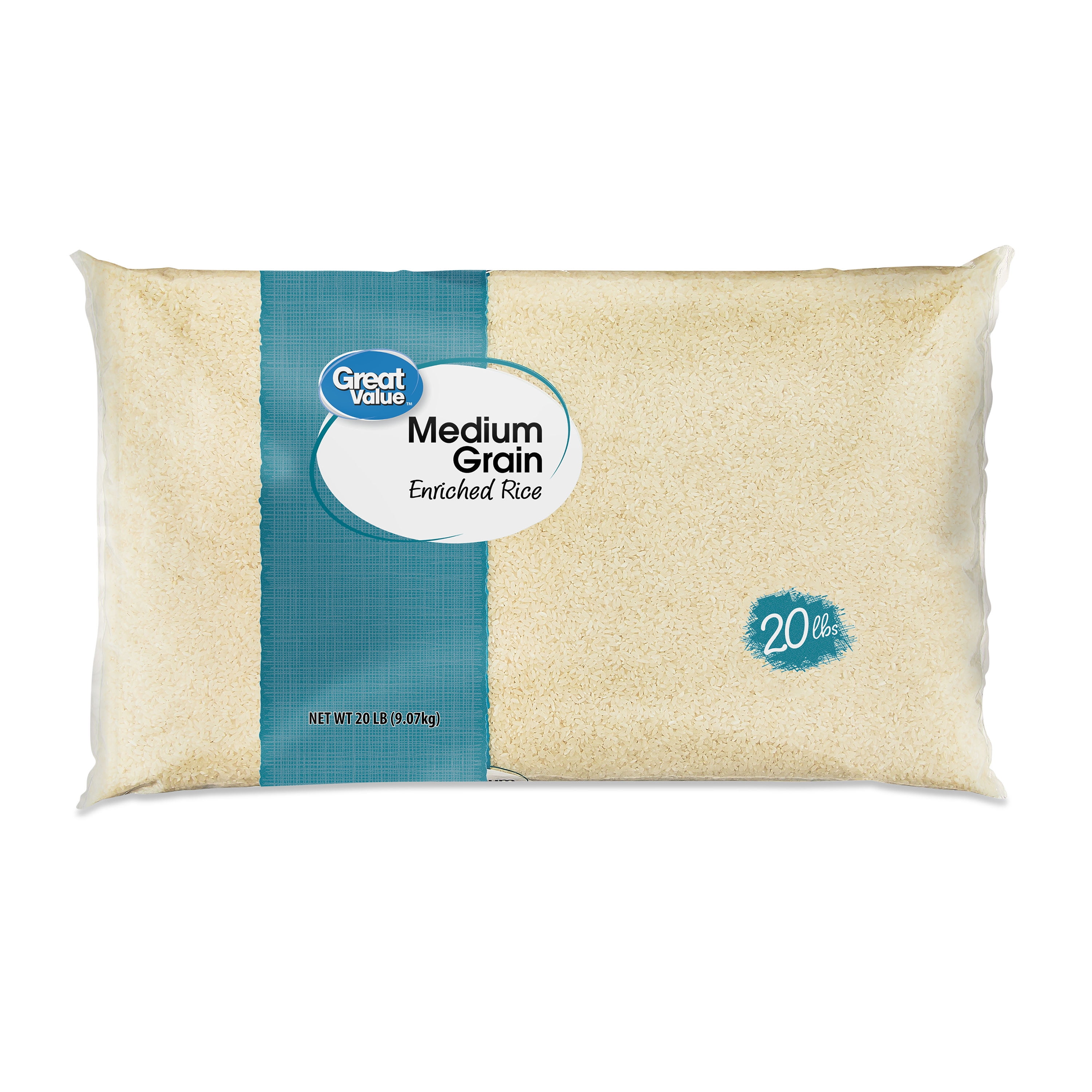 Great Value Enriched Medium Grain Rice 20 lb for Cooking Meals and Side ...
