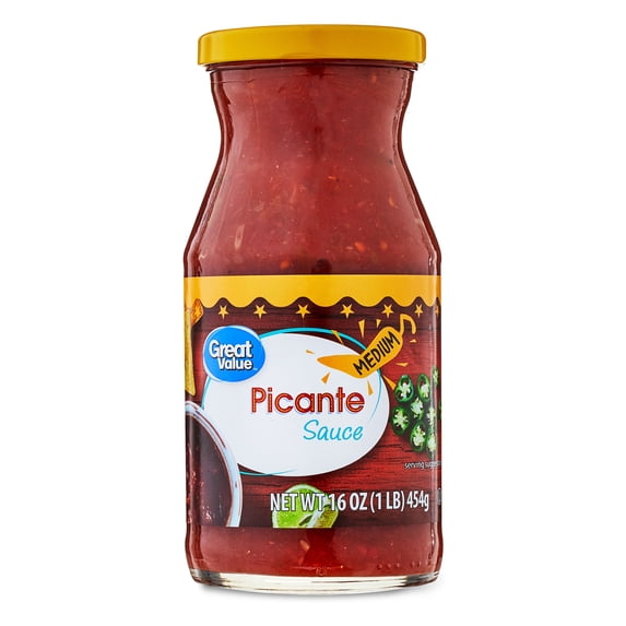 Great Value Medium Picante Salsa 16 oz, Flavorful Tomato, Garlic, Onion ...