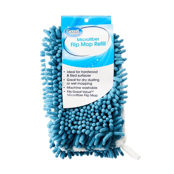 Great Value Microfiber Flip Mop Refill for Dusting and Wet Mopping ...